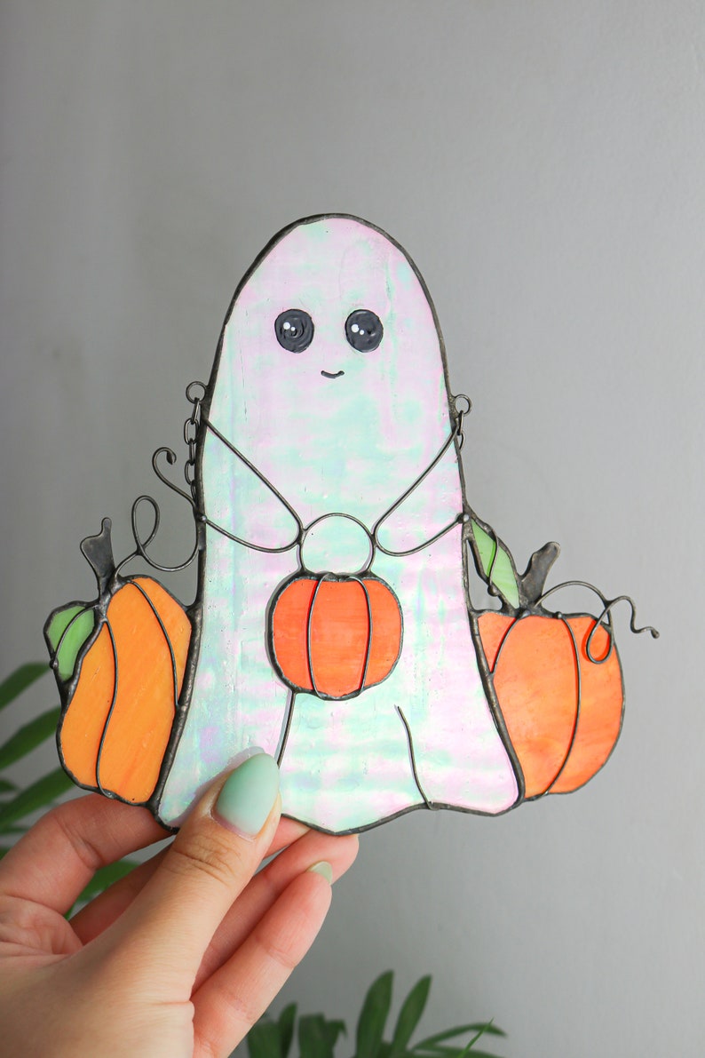 Suncatcher Ghost and Pumpkin Funny Halloween Decor Casper the - Etsy
