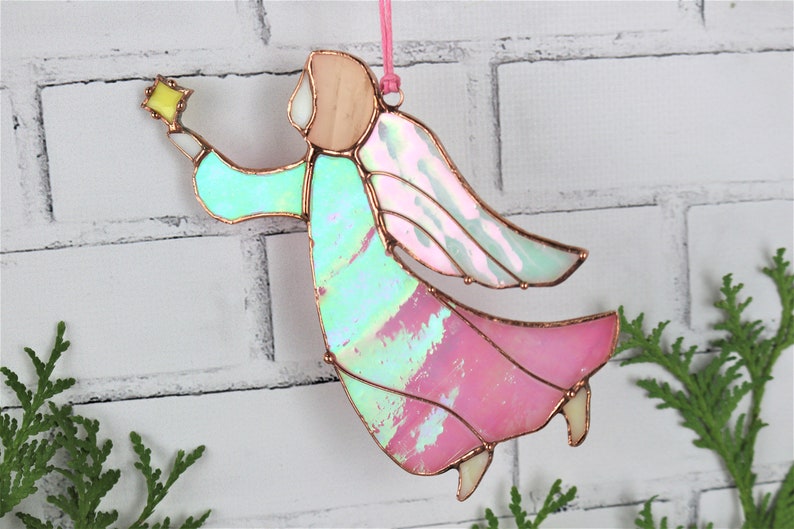 Stained Glass Angel With the First Christmas Star Suncatcher Christmas ...