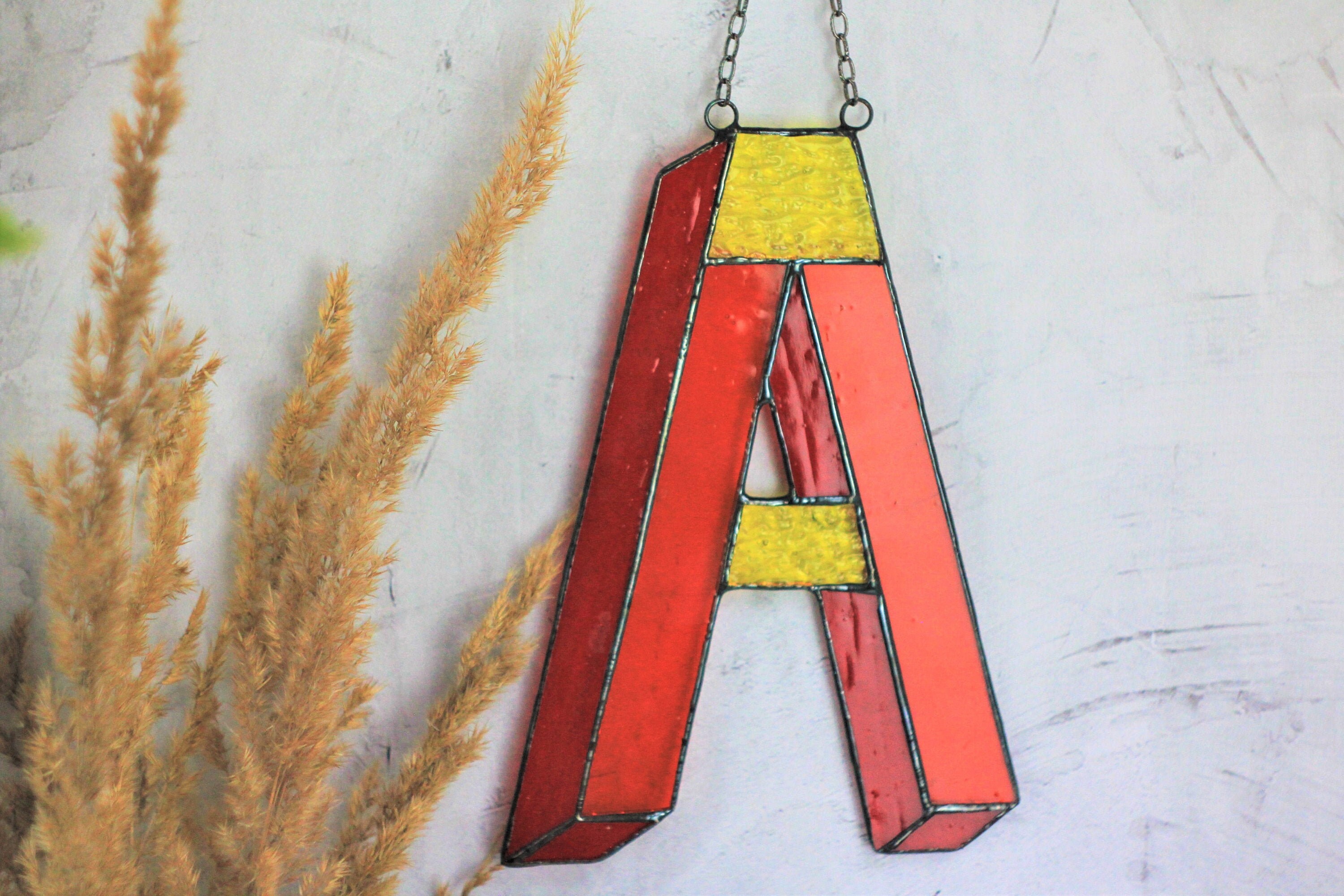 Custom Stained Glass Letters in Warm Shades Red Orange Yellow - Etsy UK