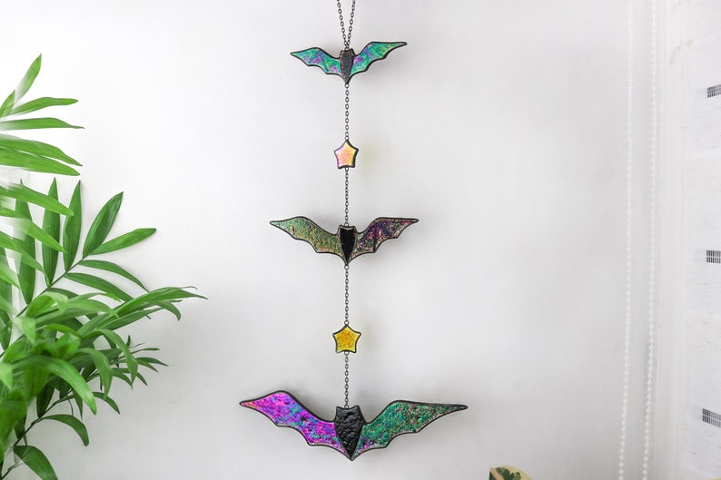 Suncatcher Bats With Stars Stained Glass Bats Suncatcher Bats | Etsy