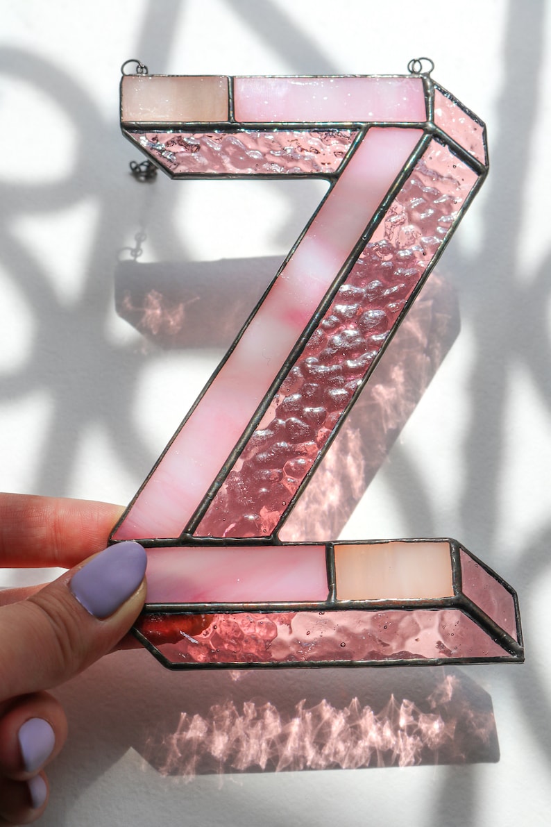 Stained Glass Letters for Home and Holiday Decor in Warm Pink - Etsy