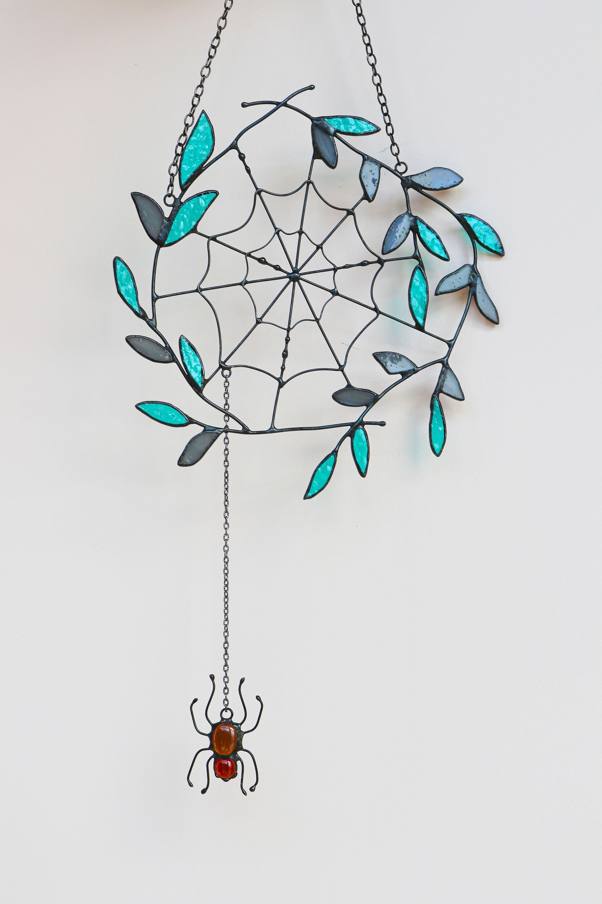 Branches With Leaves and Cobwebs Decor Gothic Dreamcatcher Stained ...