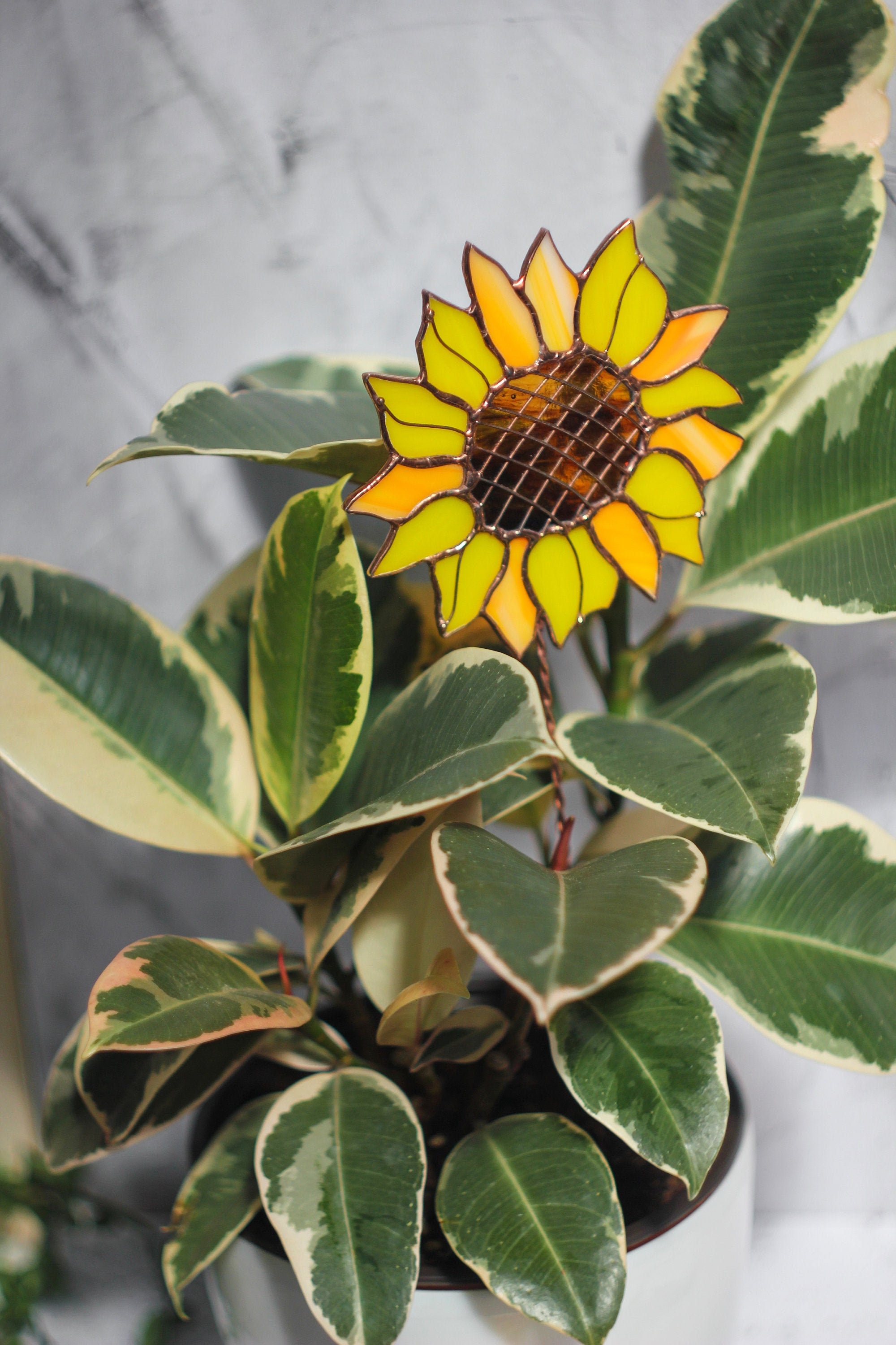 Stained Glass Sunflower Decor for Color and in a Vase Home - Etsy
