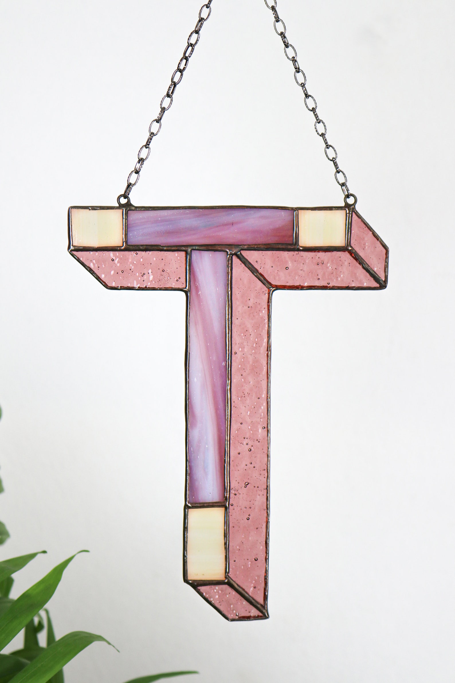 Stained Glass Letters for Home and Holiday Decor in Warm Pink | Etsy