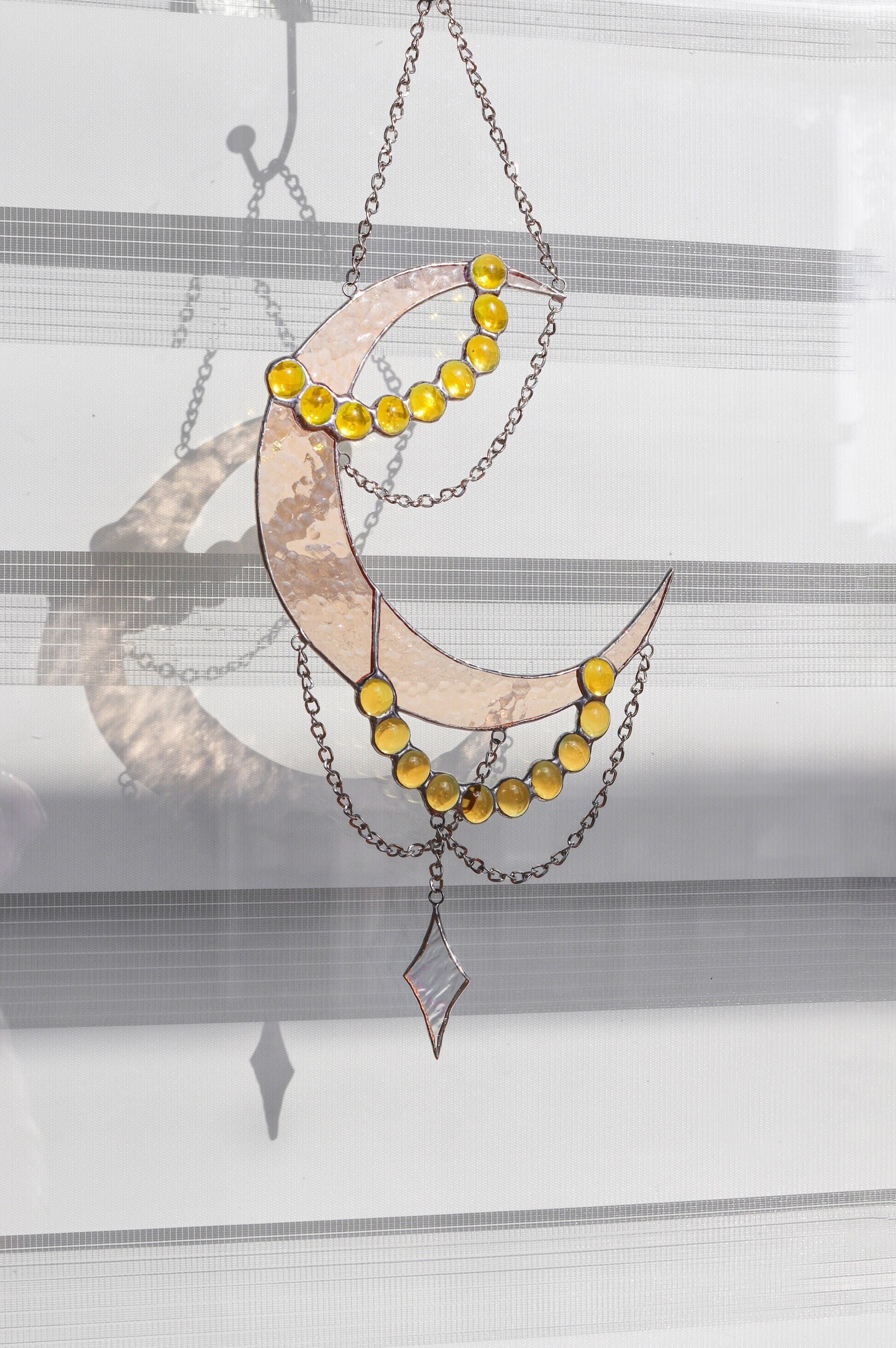 Suncatcher Moon With Star Stained Glass Wall Decor for Home - Etsy