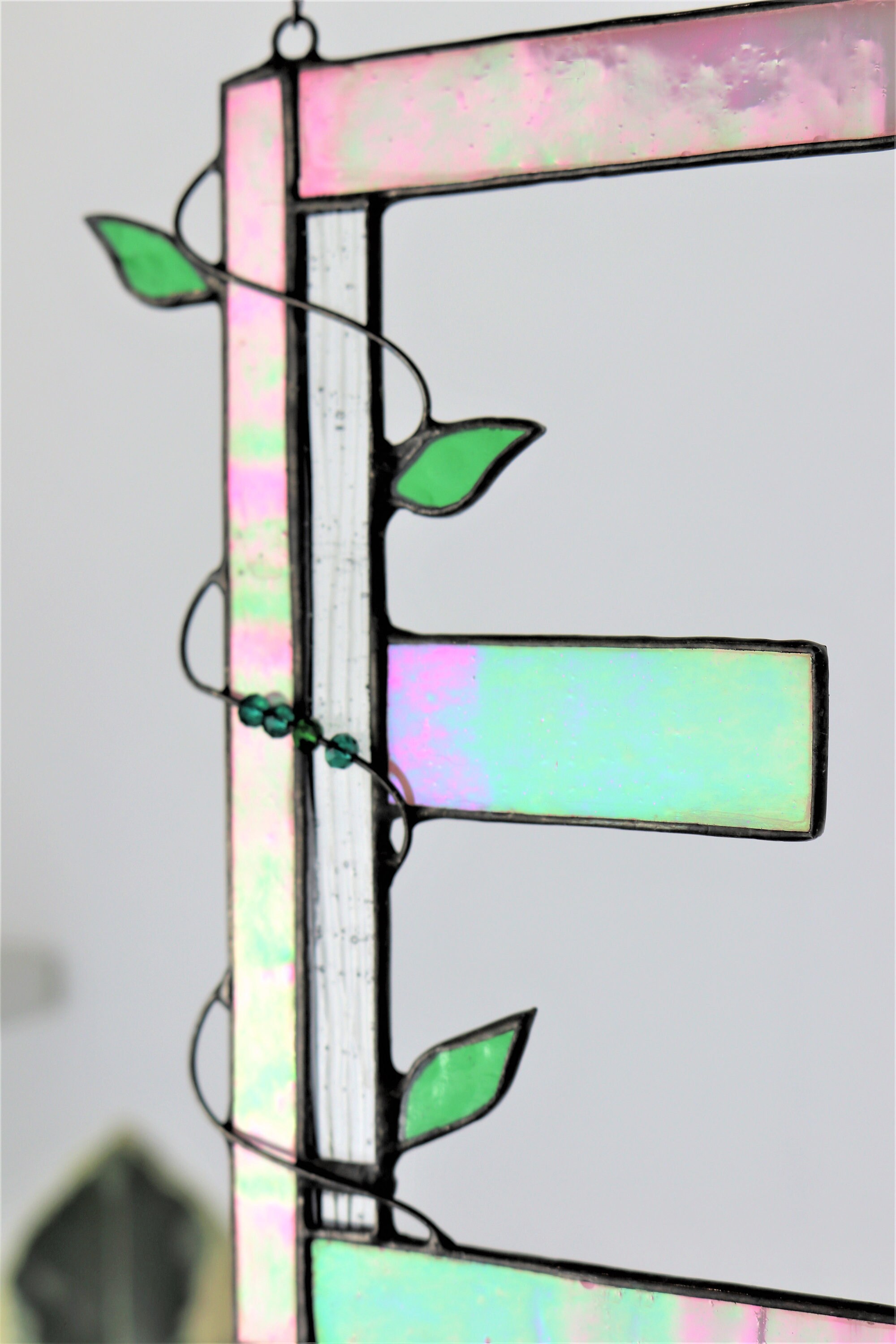 Stained Glass Letters Custom Pink With Leaves Author's Design Handmade ...