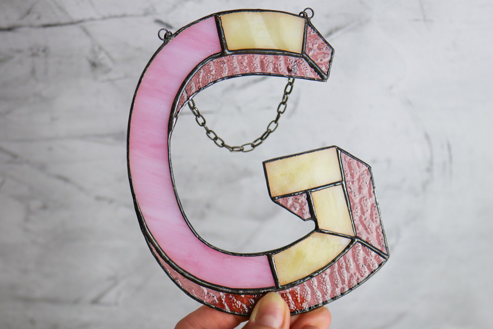 Stained Glass Letters for Home and Holiday Decor in Warm Pink - Etsy
