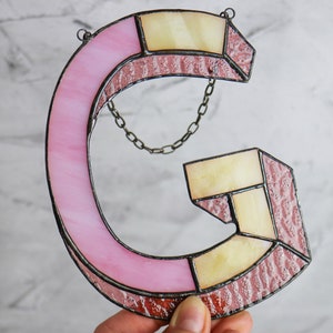 Stained Glass Letters for Home and Holiday Decor in Warm Pink Purple ...