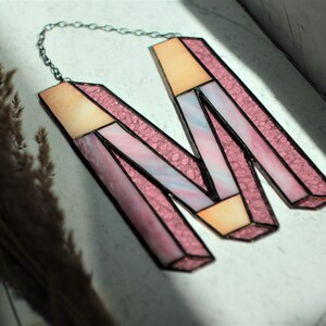 Stained Glass Letters for Home and Holiday Decor in Warm Pink | Etsy