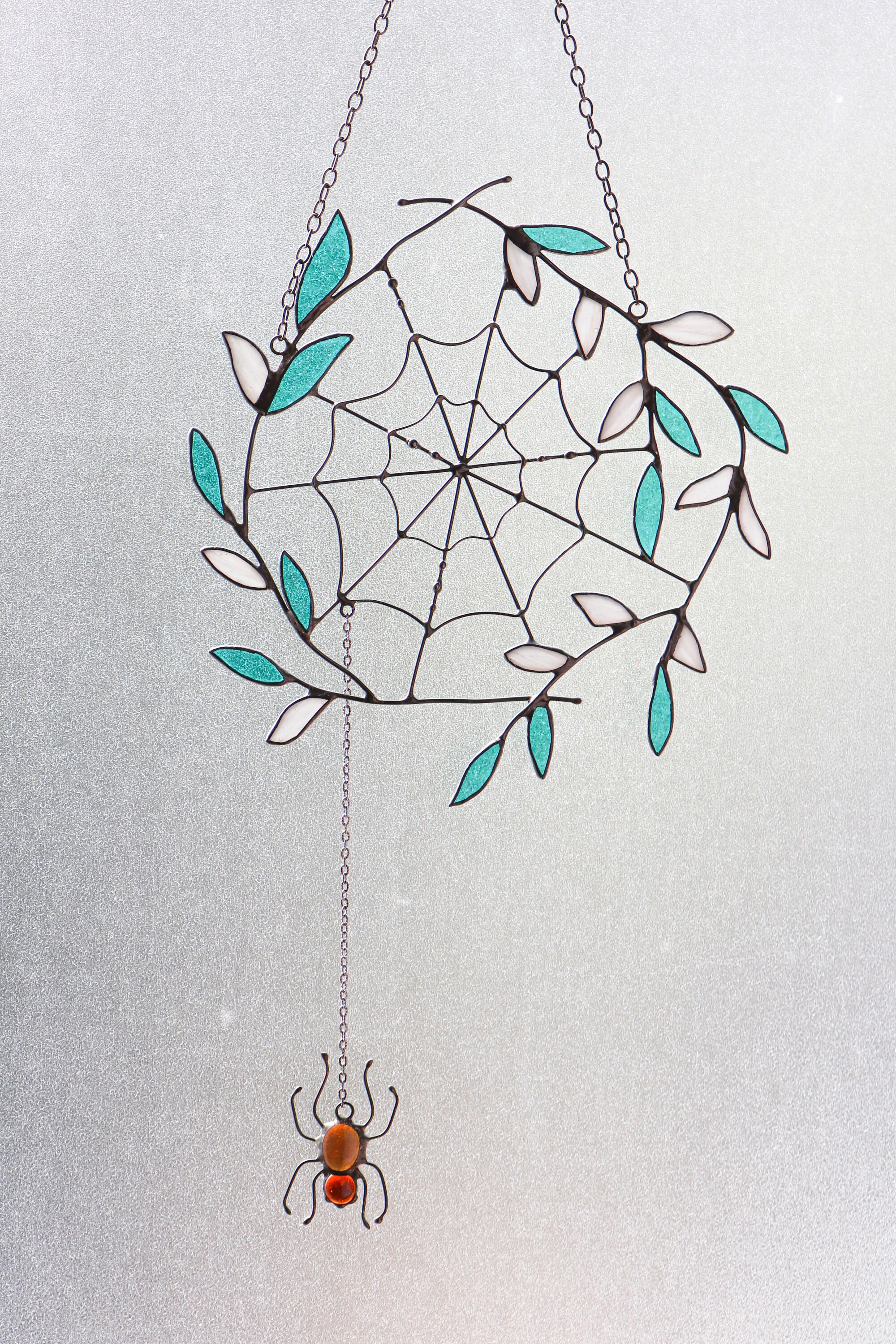 Branches With Leaves and Cobwebs Decor Gothic Dreamcatcher Stained ...