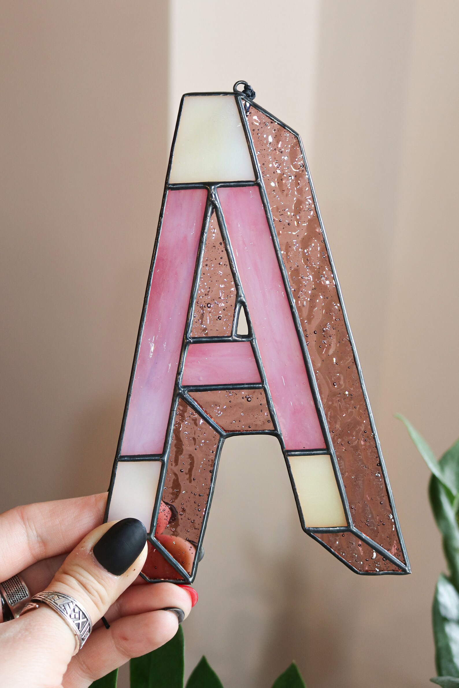 Stained Glass Letters for Home and Holiday Decor in Warm Pink - Etsy