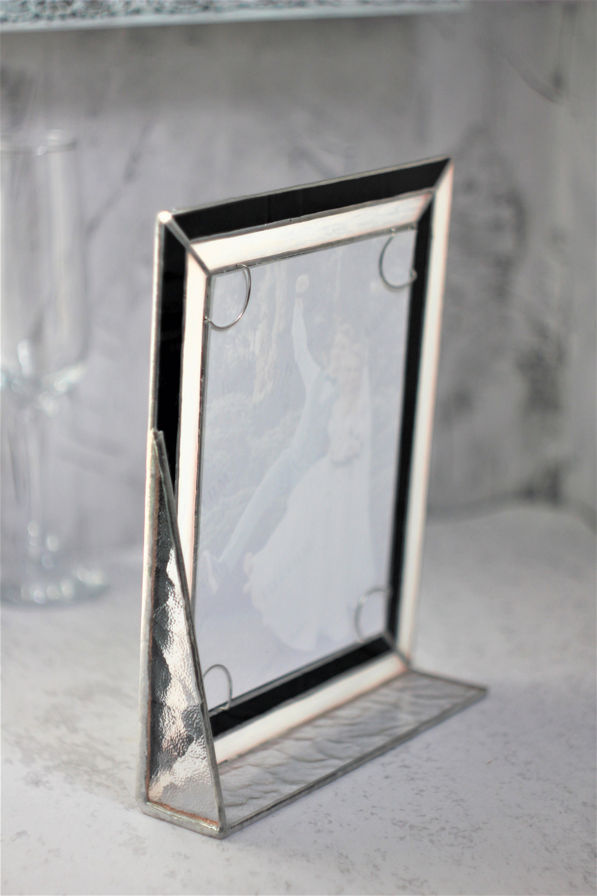 Photo frame stained glass Black and white minimalism Stylish | Etsy