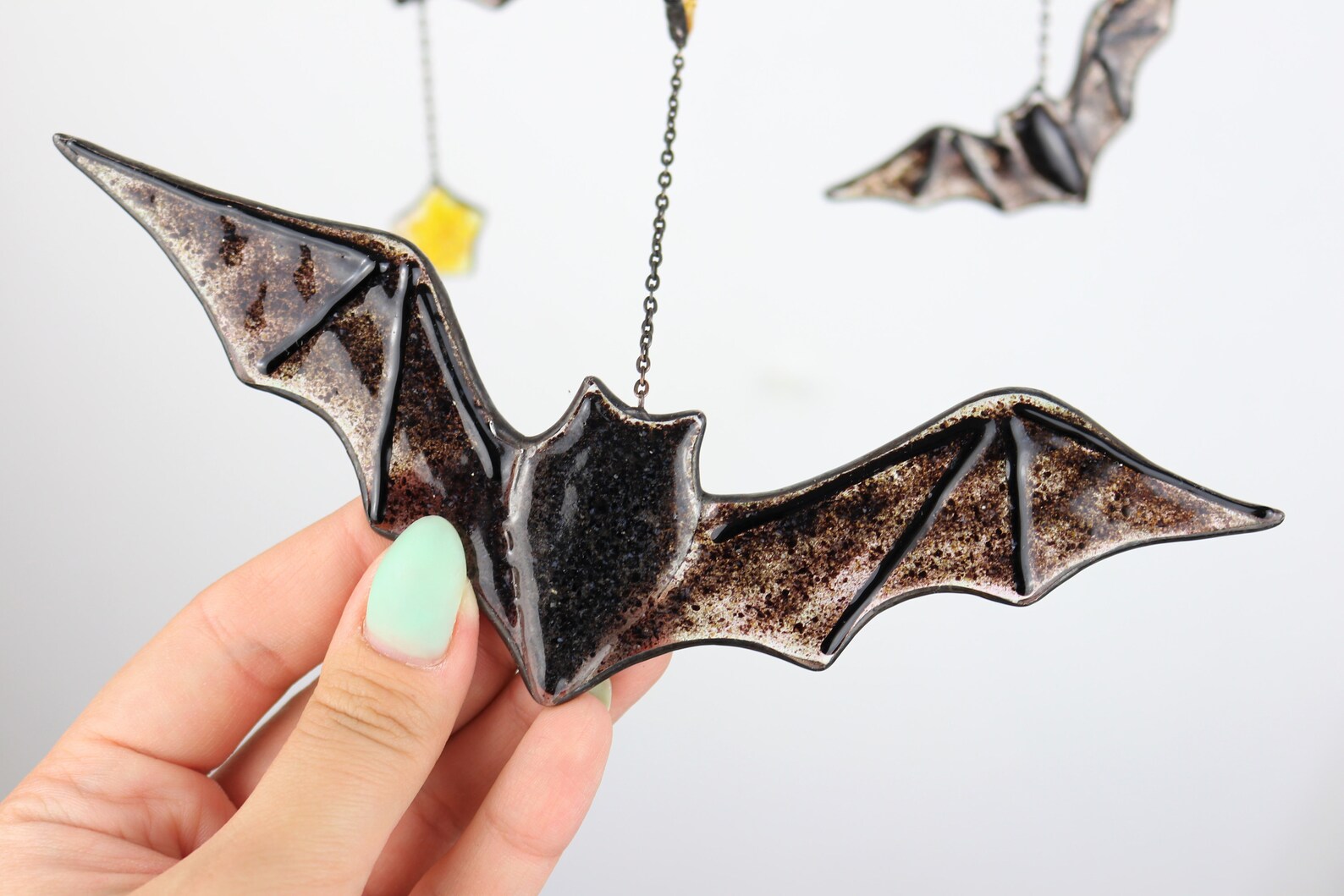 Dreamcatcher Moon With Bats and Stars Stained Glass Bats Suncatcher ...