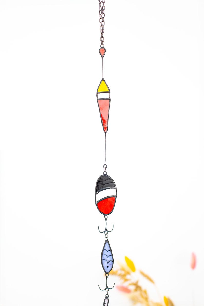 Stained Glass Fish Sun Catcher Fisherman Aesthetic Outdoor Decor Glass ...