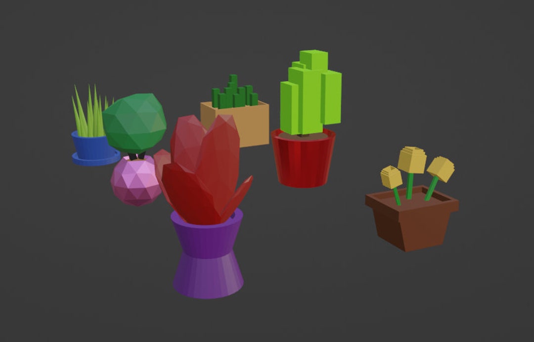 Set of 6 Lowpoly Plants STL File | 3D Printing - Etsy