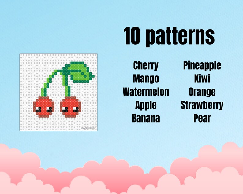 Easy Cute Kawaii Fruit Perler Bead Patterns 10 Patterns - Etsy Australia