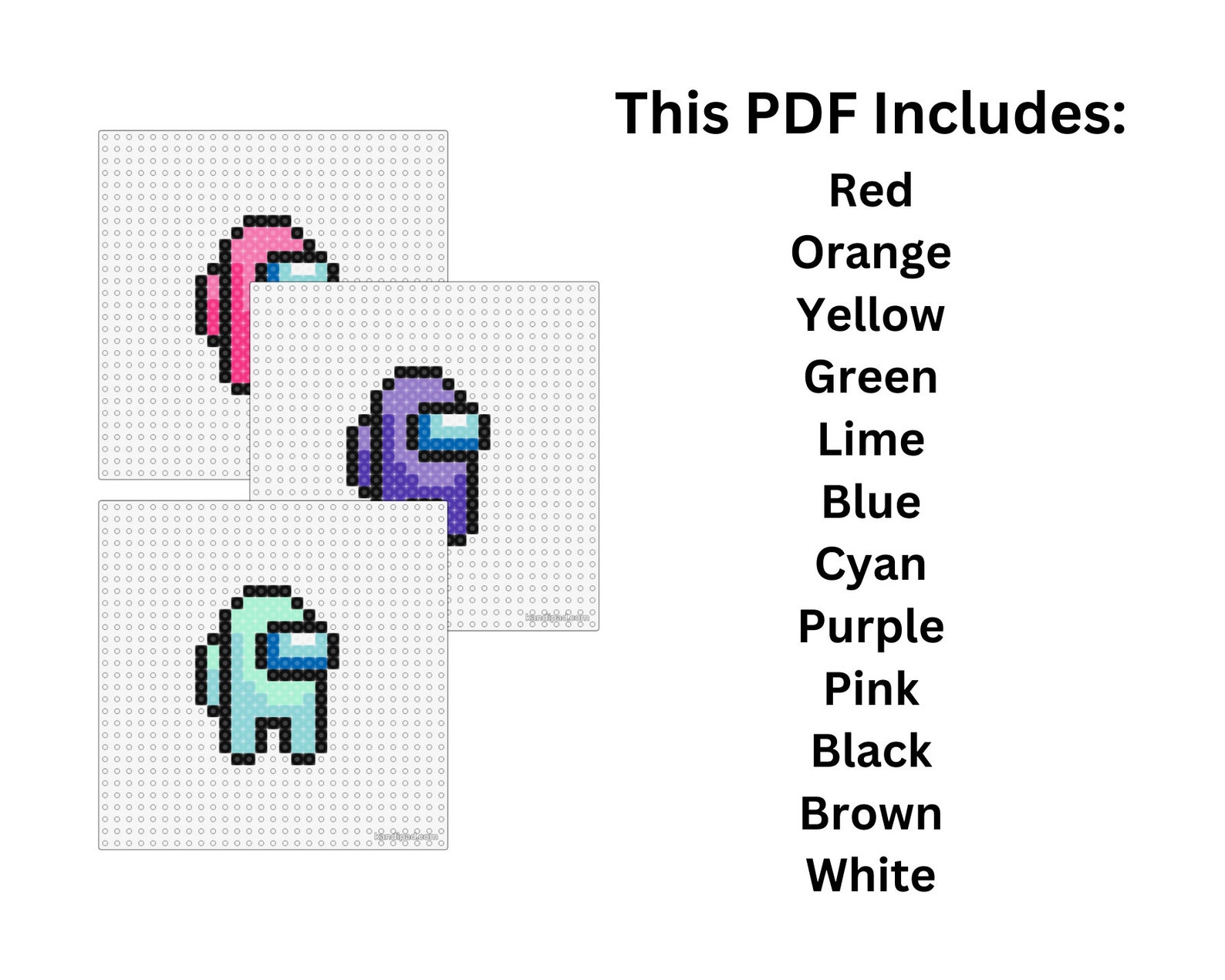 Among Us Perler Bead Kandi Pattern | 12 Colors - Etsy