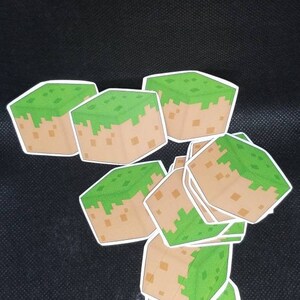 Minecraft Grass Block Stickers, Vinyl Stickers, Waterproof Minecraft ...