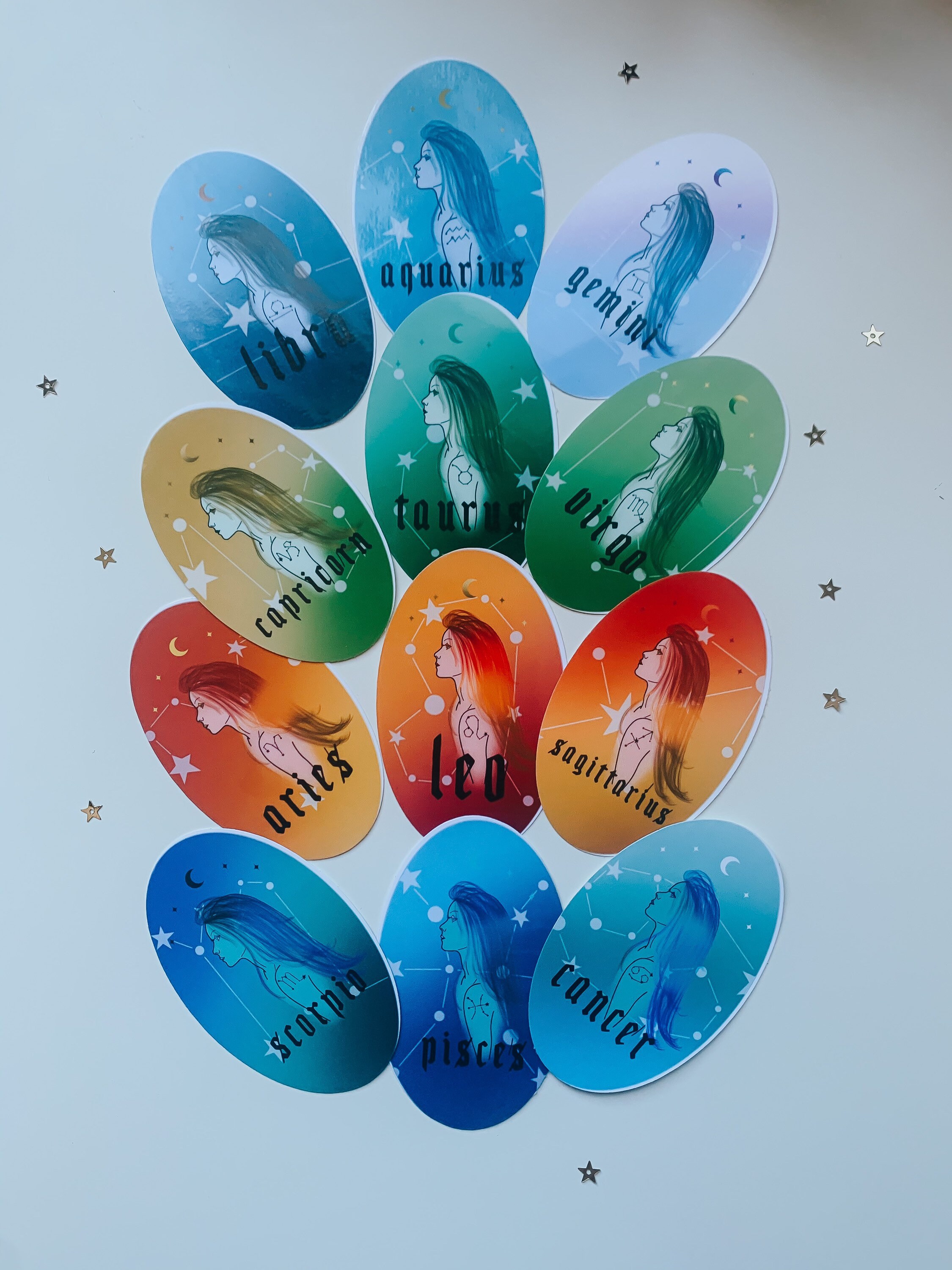 Zodiac Sign Stickers Celestial Stickers Astrology Aesthetic | Etsy