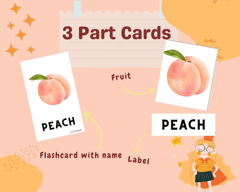 Montessori Fruit Flashcards for Learning, Fruit Flashcards for Fun ...