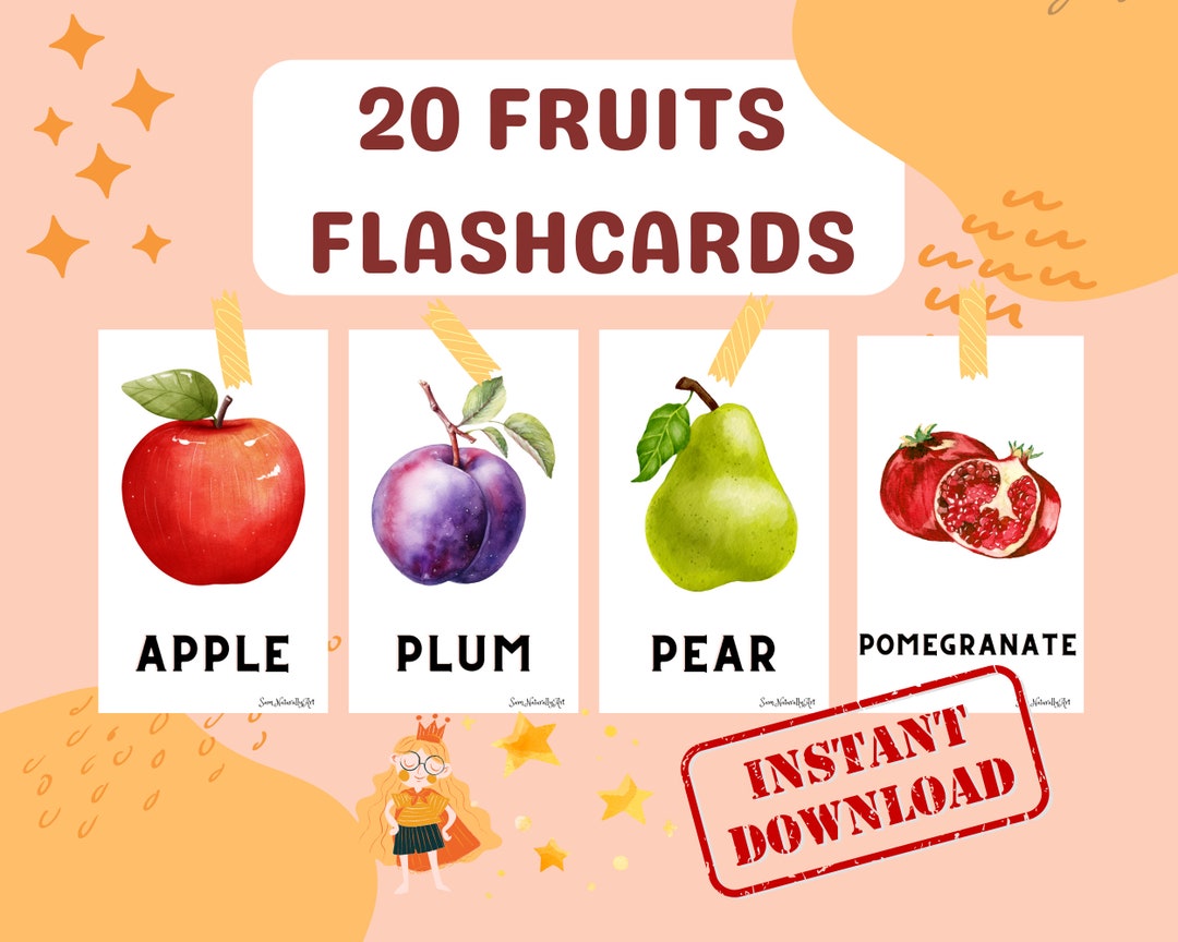 Montessori Fruit Flashcards for Learning, Fruit Flashcards for Fun ...