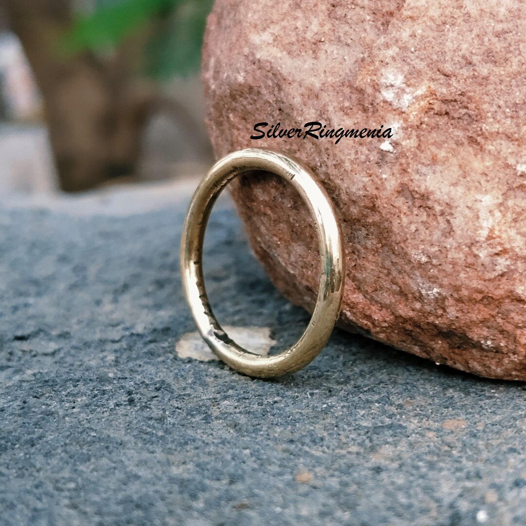 Handmade Solid Brass Ring: Polished Golden Band, Unisex Jewelry - Etsy