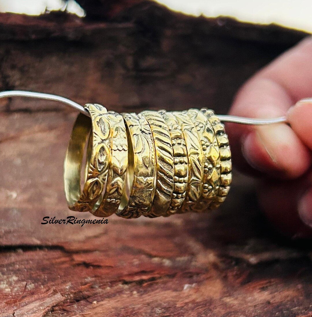 Handmade Solid Brass Ring Set: Designer Stackable Fidget Rings - Etsy