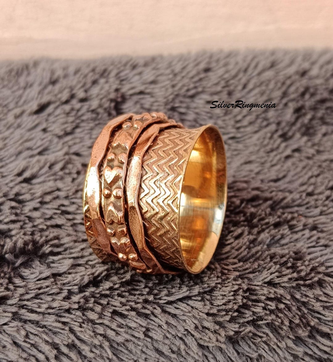 100% Solid Copper Spinner Ring, Three Band Spinner, Dainty Ring, Pure ...