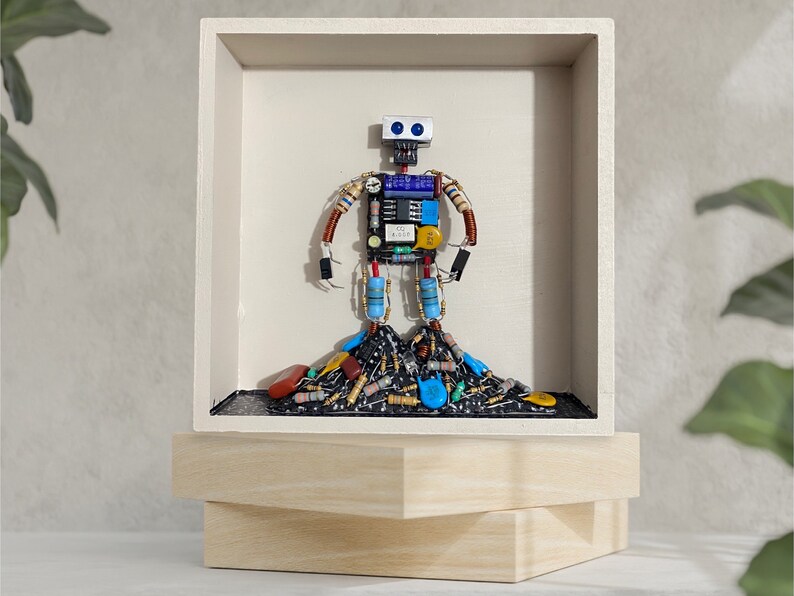 Robot Object, Funky Home Decor, Office Desk Decor, Framed Wall Decor - Etsy