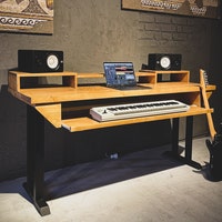 Studio Desk With Keyboard Drawer, Top Rack and Shelf, DJ Stand, 3U Rack ...