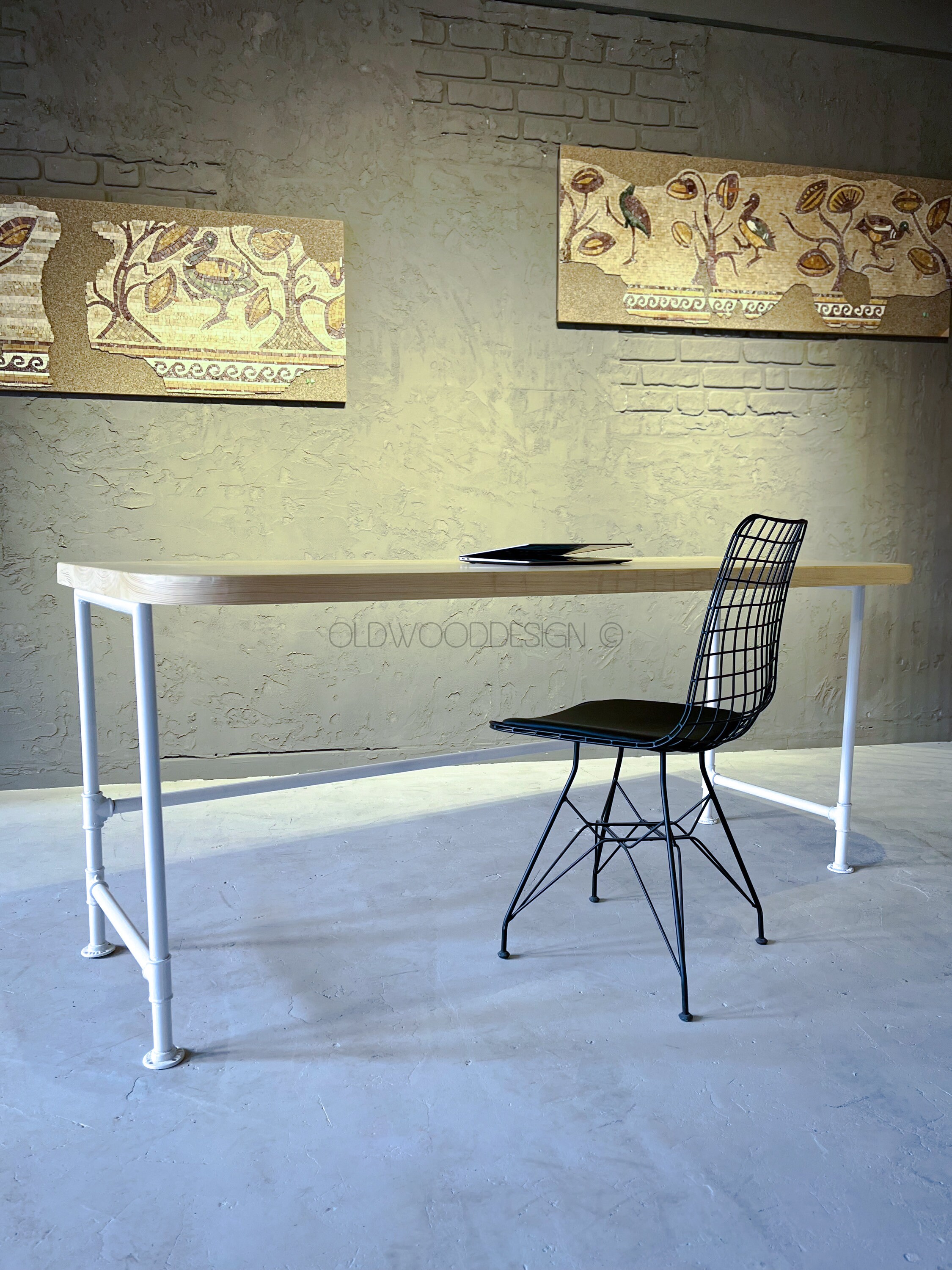 Wood Desk With Metal Pipe Legs, Rustic Industrial Table, Rustic Writing ...