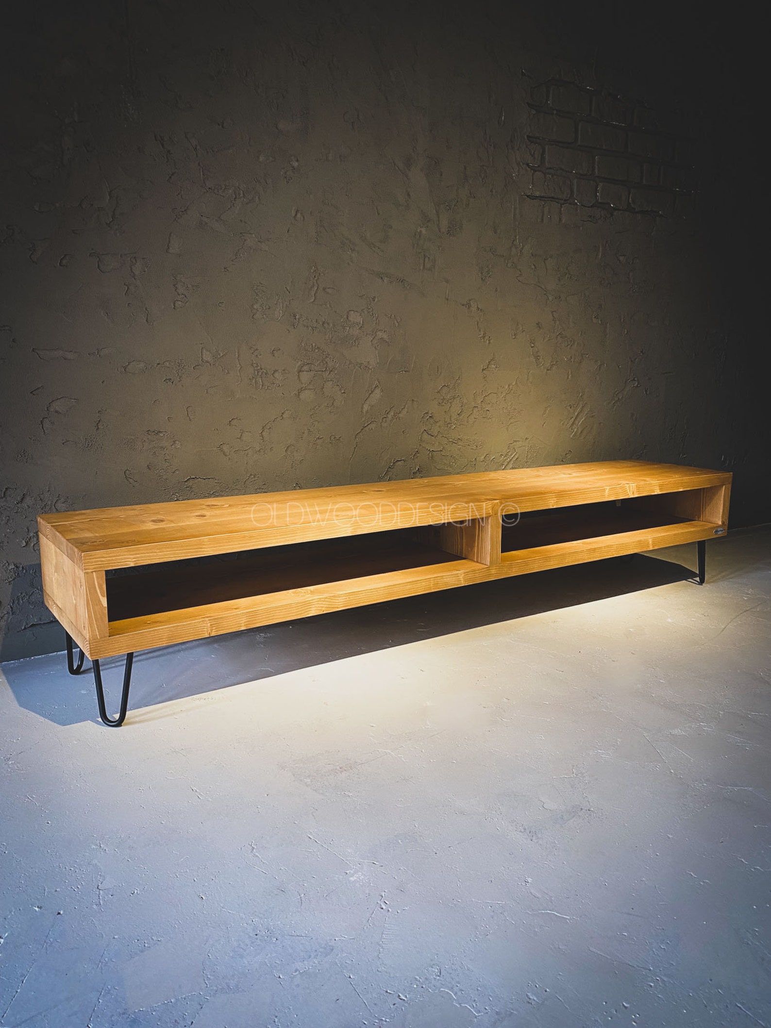 Sleek Wood TV Stand With Hairpin Legs | Mid-century Modern Media ...