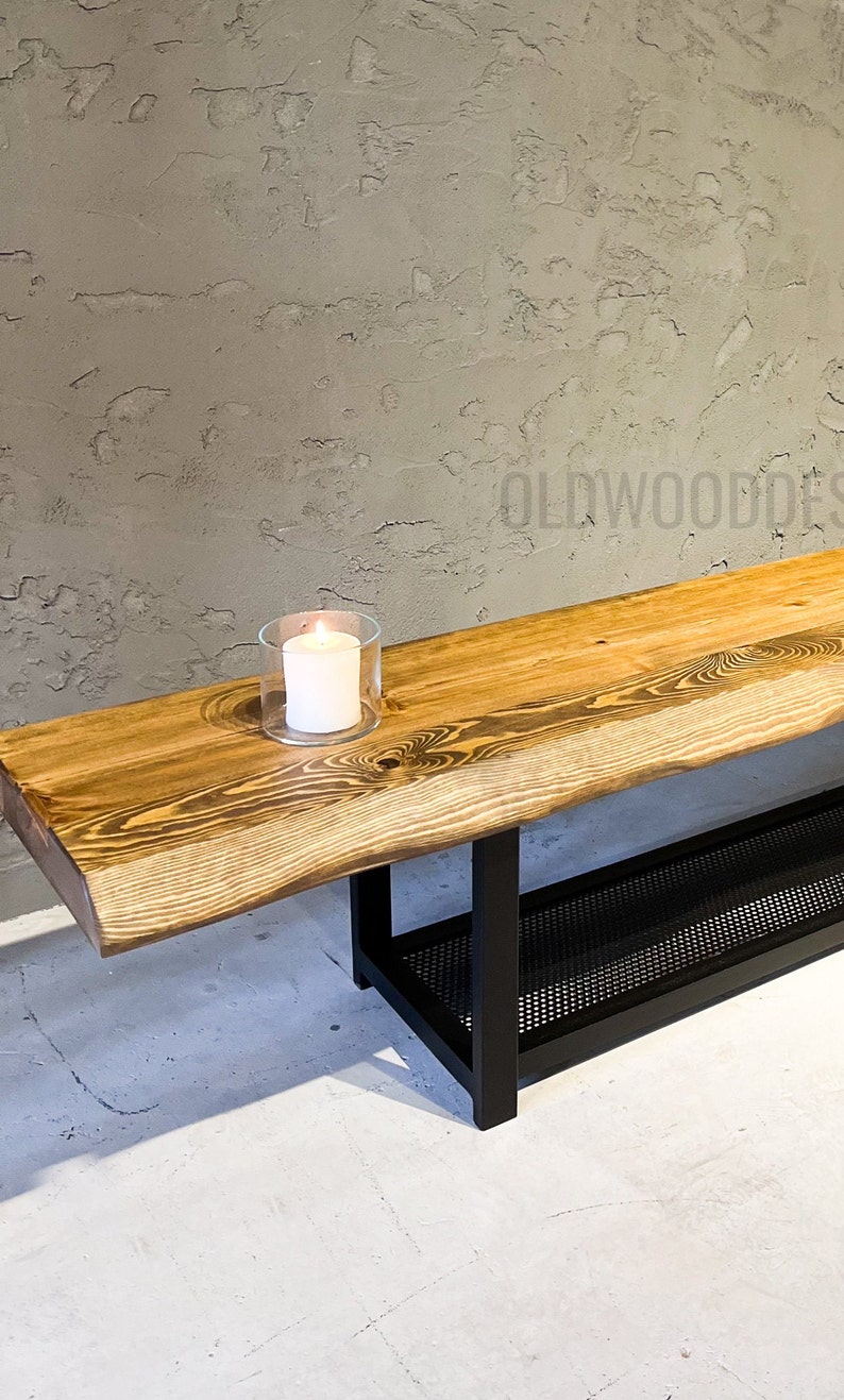Live Edge Solid Wood TV Stand - Rustic Natural Wood TV Console With ...
