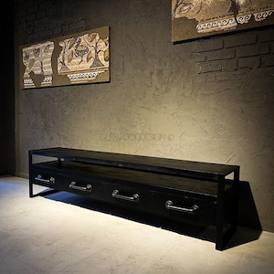 Industrial Chic Wood & Pipe TV Stand | Handcrafted Media Unit With Iron ...