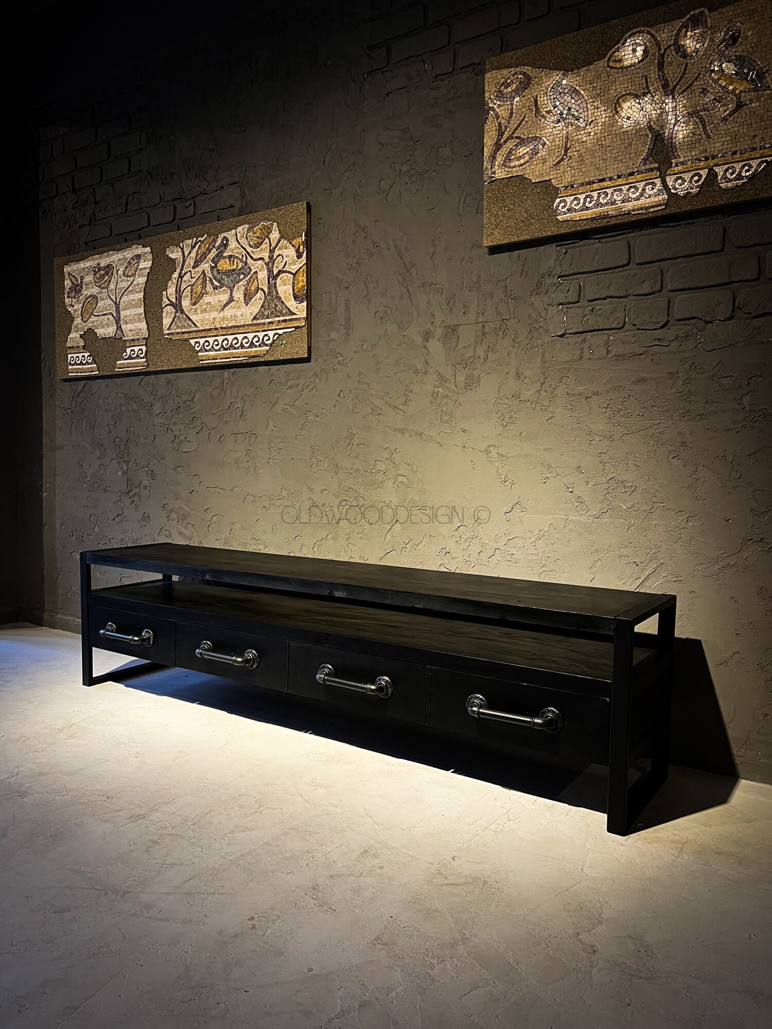 Industrial Chic Wood & Pipe TV Stand | Handcrafted Media Unit With Iron ...
