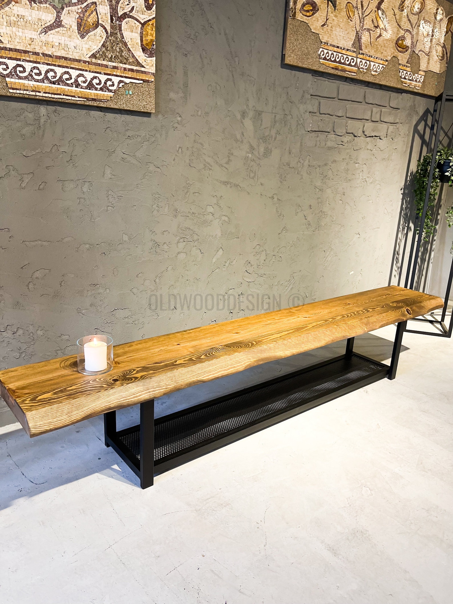 Live Edge Solid Wood TV Stand - Rustic Natural Wood TV Console With ...