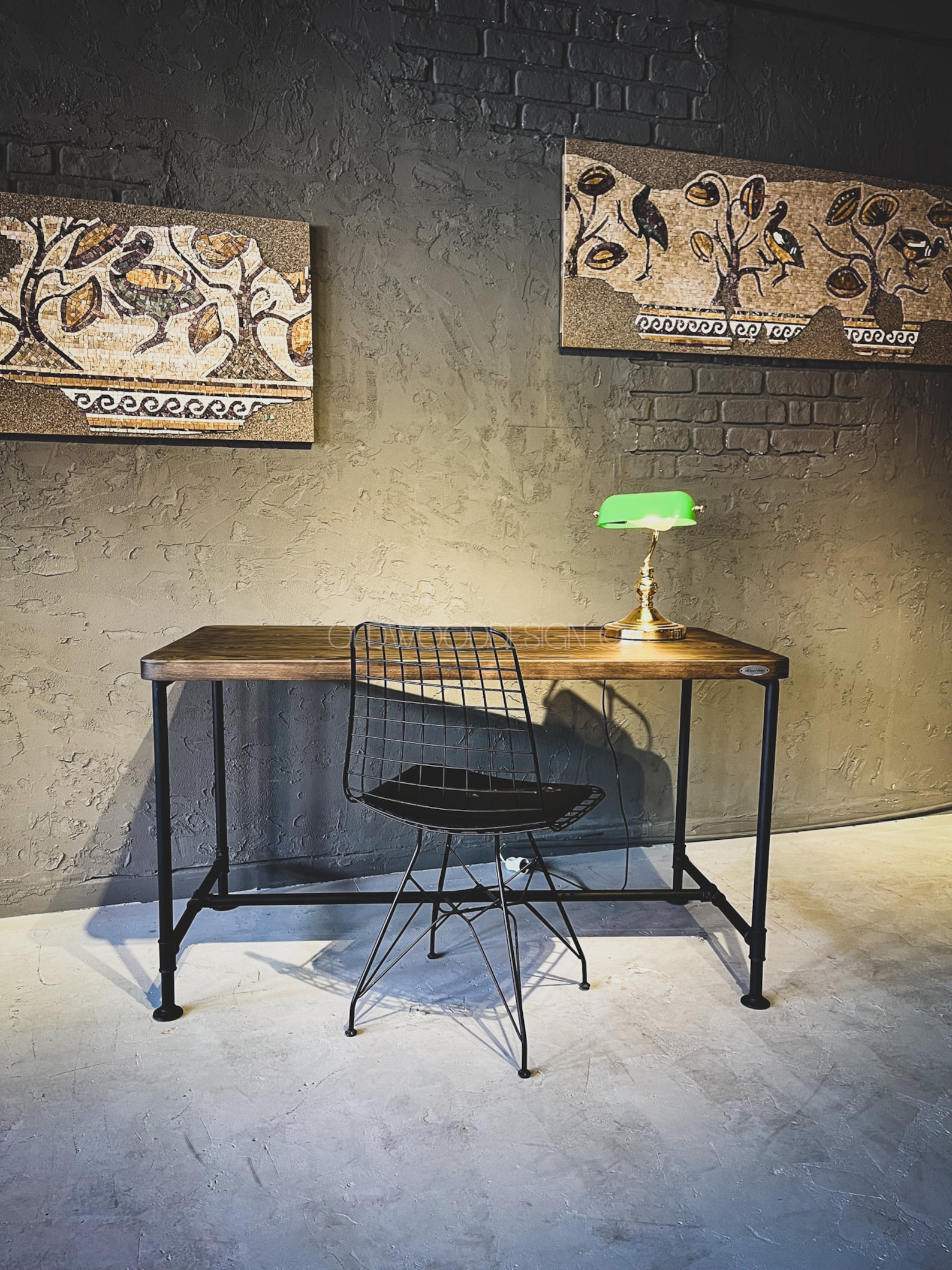 Wood Desk With Metal Pipe Legs, Rustic Industrial Table, Rustic Writing ...