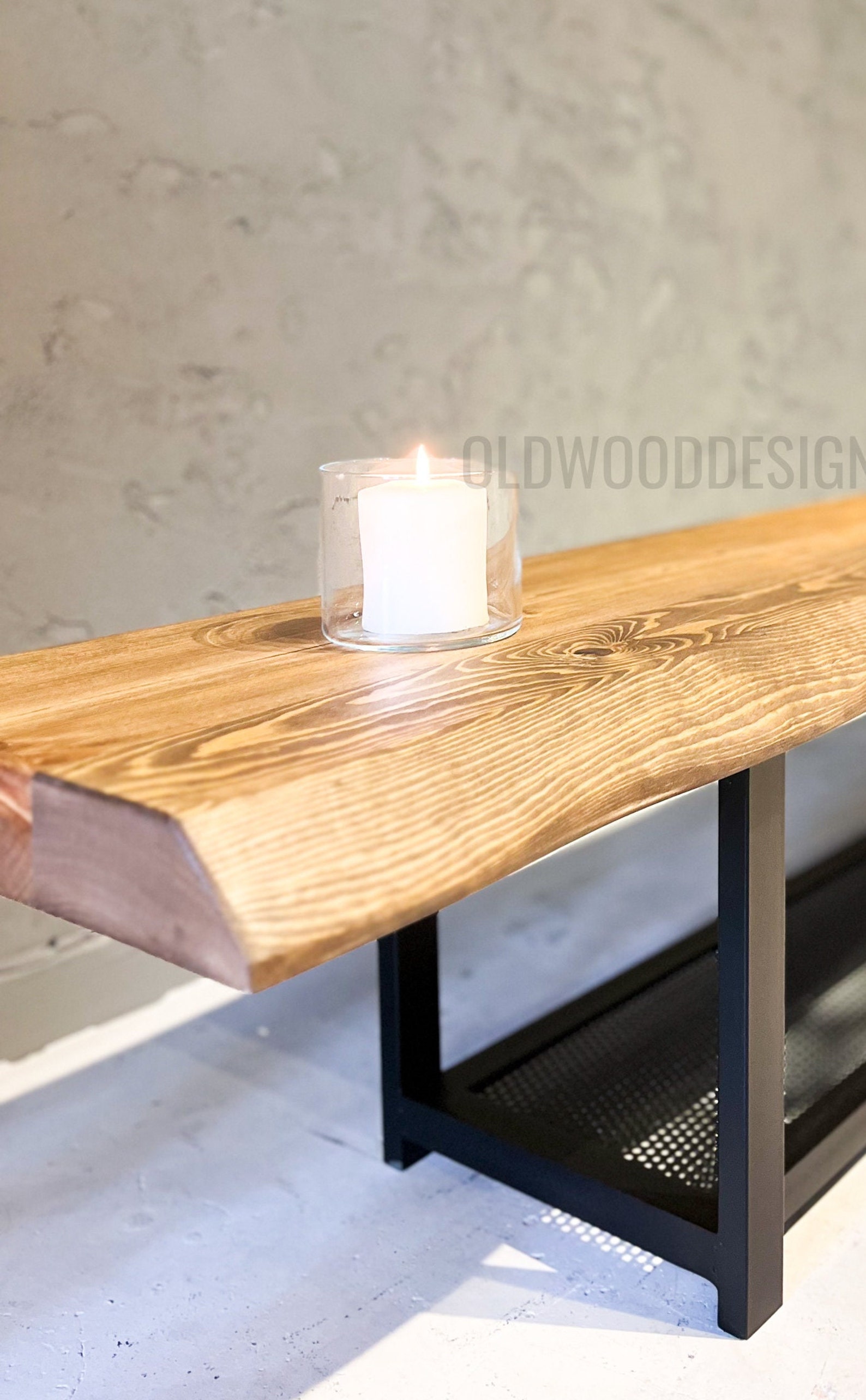 Live Edge Solid Wood TV Stand - Rustic Natural Wood TV Console With ...