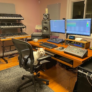Natural Wood Music Studio Desk With Keyboard Tray - Etsy