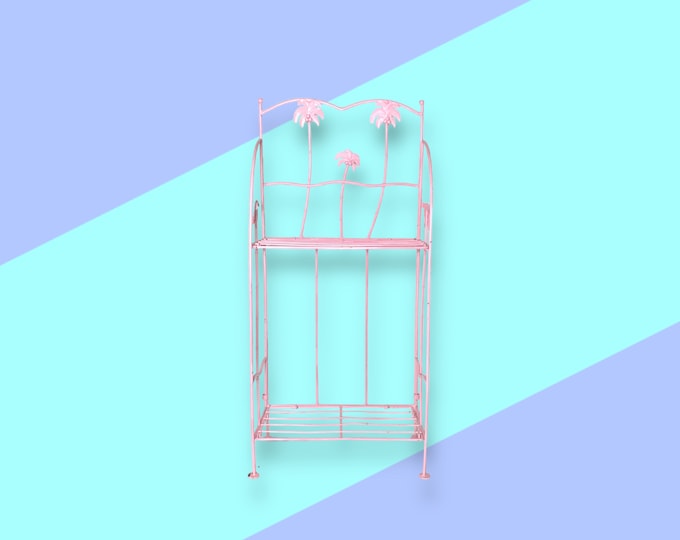 Vintage Pink Metal Shelf Rack. - Etsy