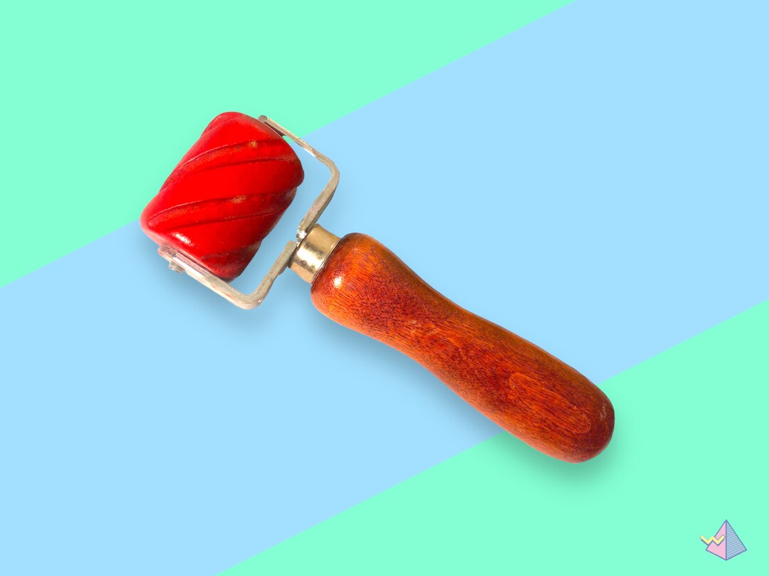 Vintage Red Wooden Roller Hand Tool. - Etsy