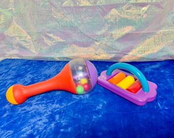 The First Years 1993 Vintage Baby Toy Red Blue Ball Rattle with Yellow ...