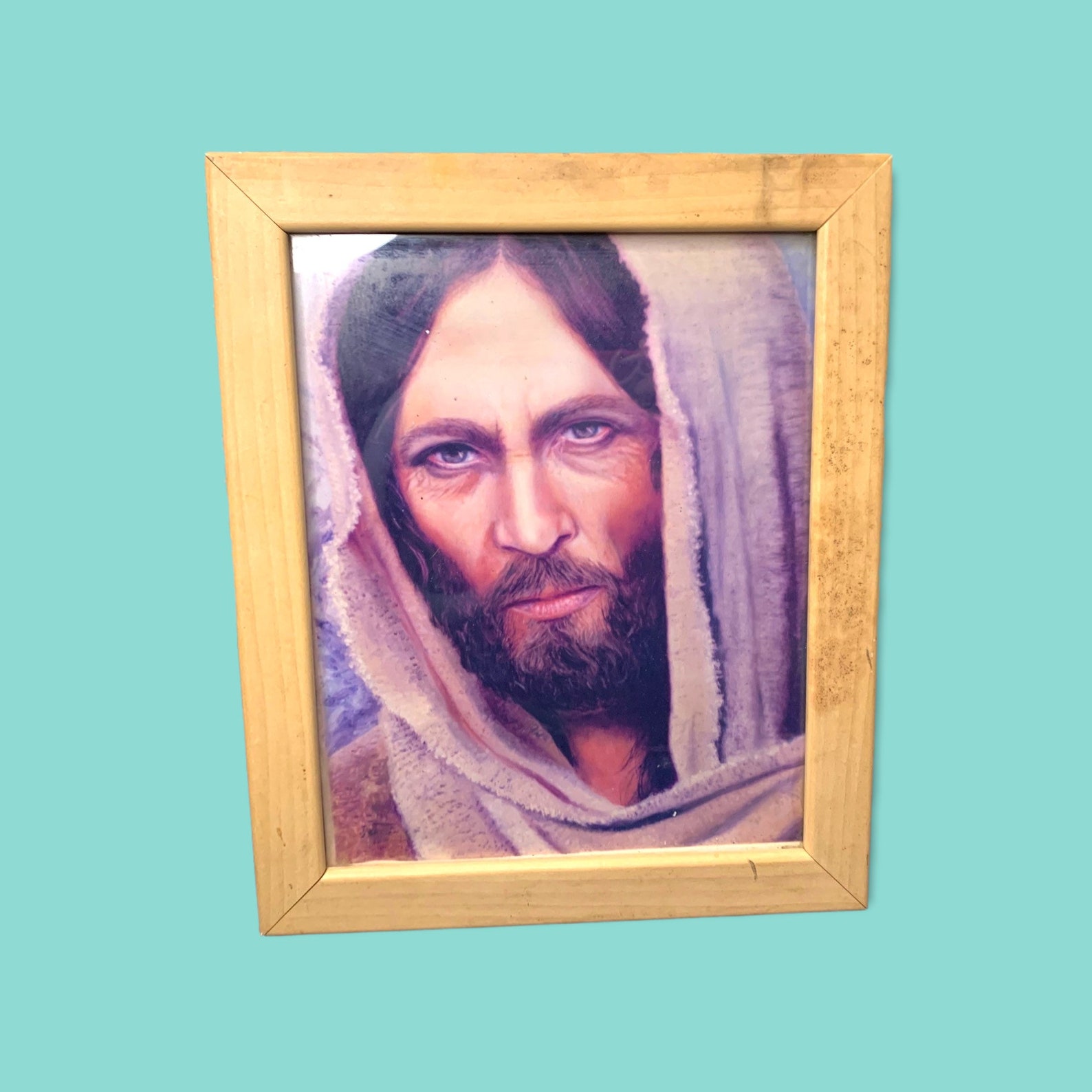 Vintage Wood Framed Jesus Print Picture. - Etsy