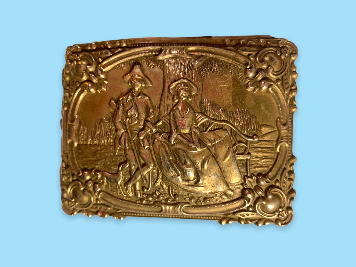 Vintage Silver Metal Jewelry Box With Red Interior. | Etsy