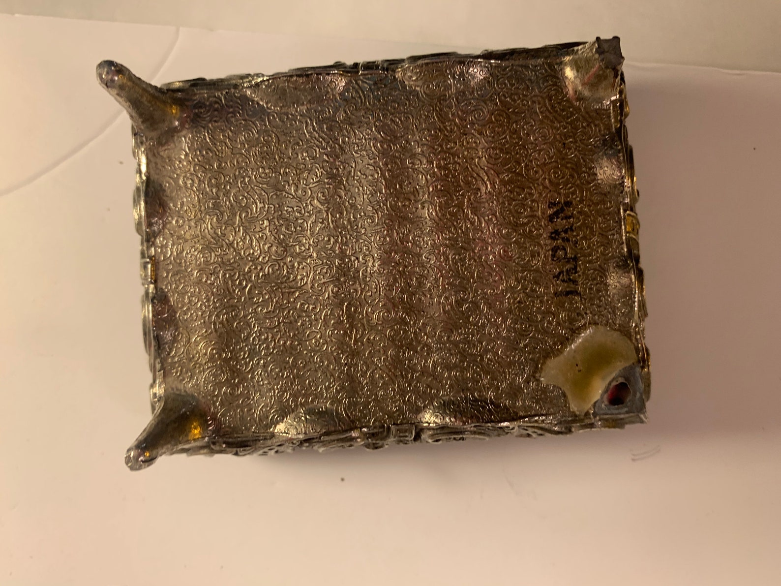 Vintage silver Metal Jewelry box with Red interior. Flawed | Etsy