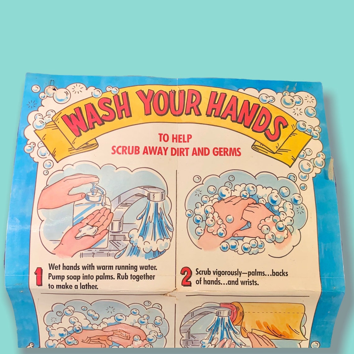 Vintage 90s Kids Hand Washing Poster RARE - Etsy