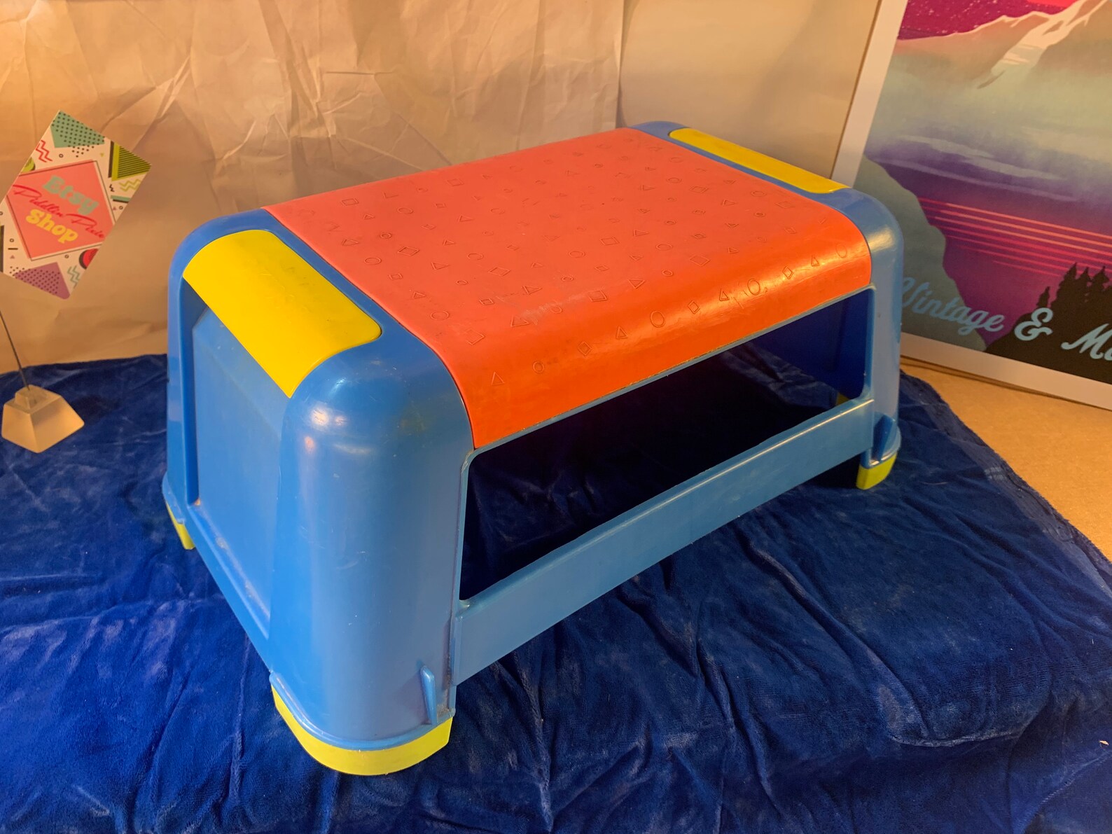 Vintage 90s KIDS 2 Color block Plastic Kids Stool. | Etsy