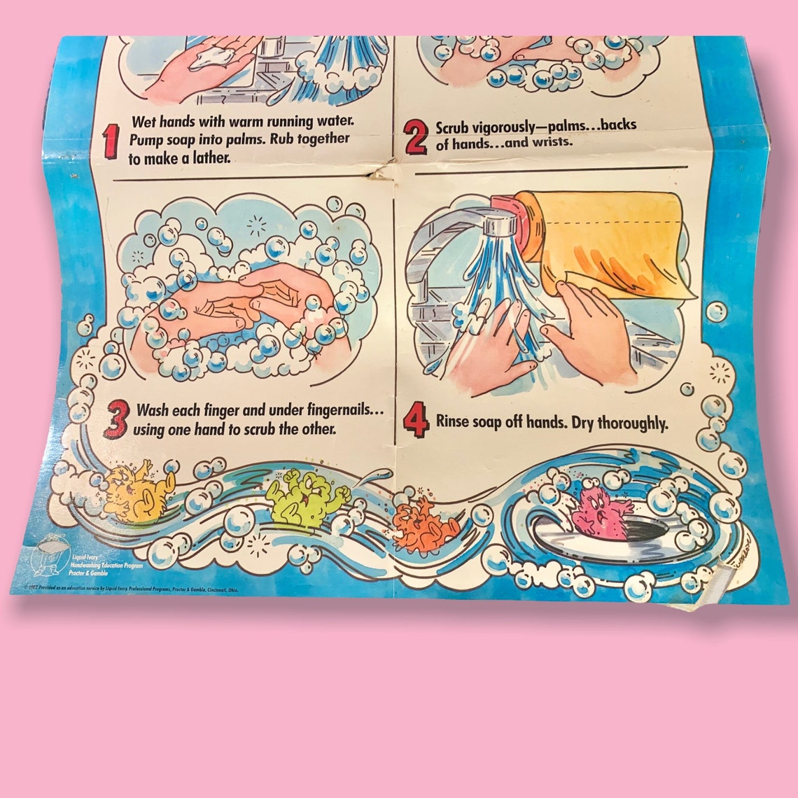 Vintage 90s Kids Hand Washing Poster RARE - Etsy