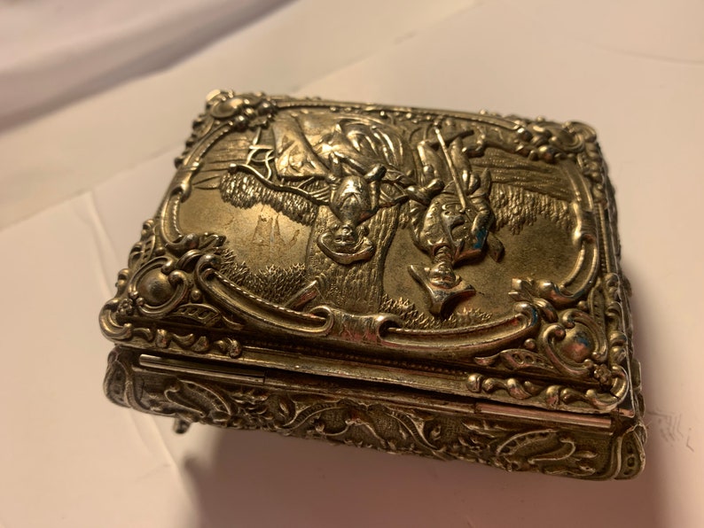 Vintage Silver Metal Jewelry Box With Red Interior. | Etsy