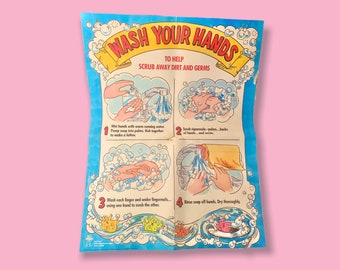 Kids Hand Washing Poster - Etsy